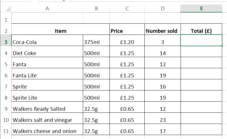 Spreadsheet Model Grade 7 | QuizWhizzer